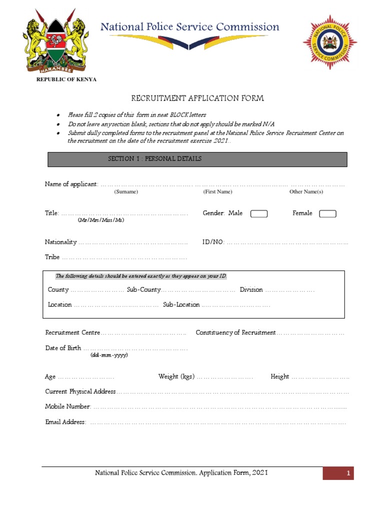 Recruitment Application Form - 2021 | PDF | Government | Justice
