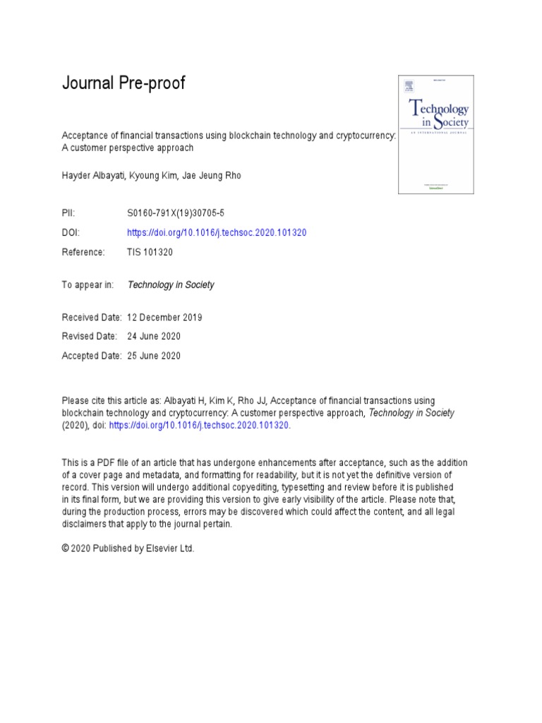 Journal Pre-Proof: Technology in Society | PDF | Attitude (Psychology ...