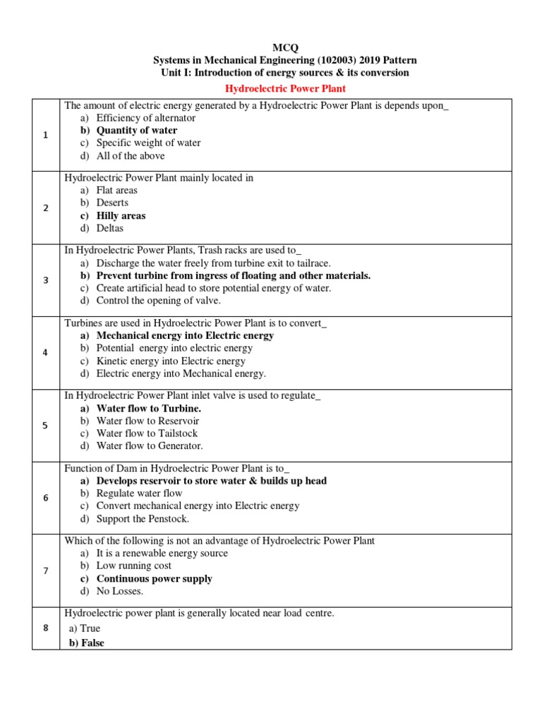 SME Unit - I MCQ With Answer Key | PDF | Pump | Nuclear Reactor