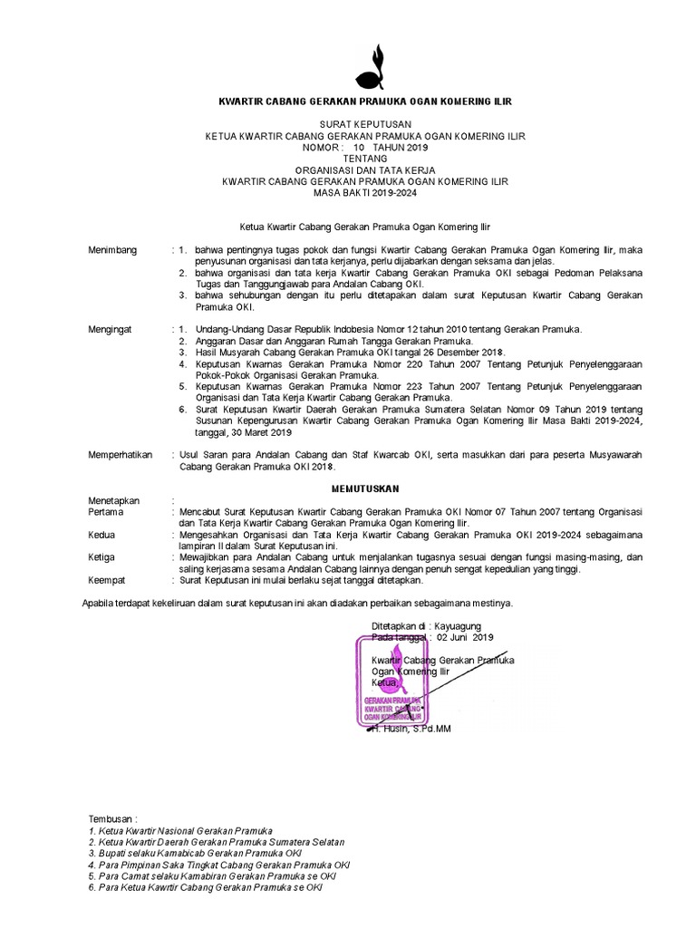 Tata Kerja Kwarcab Oki Masa Bakti 2019-2024 | PDF
