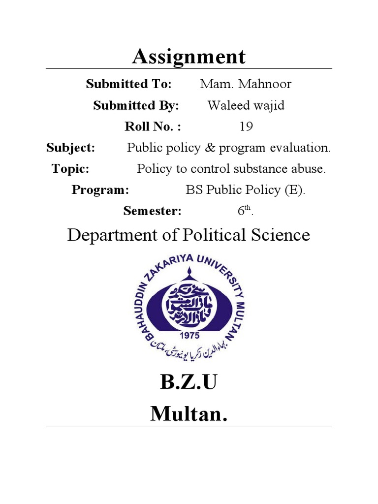 Assignment: Department of Political Science | PDF | Substance Use ...