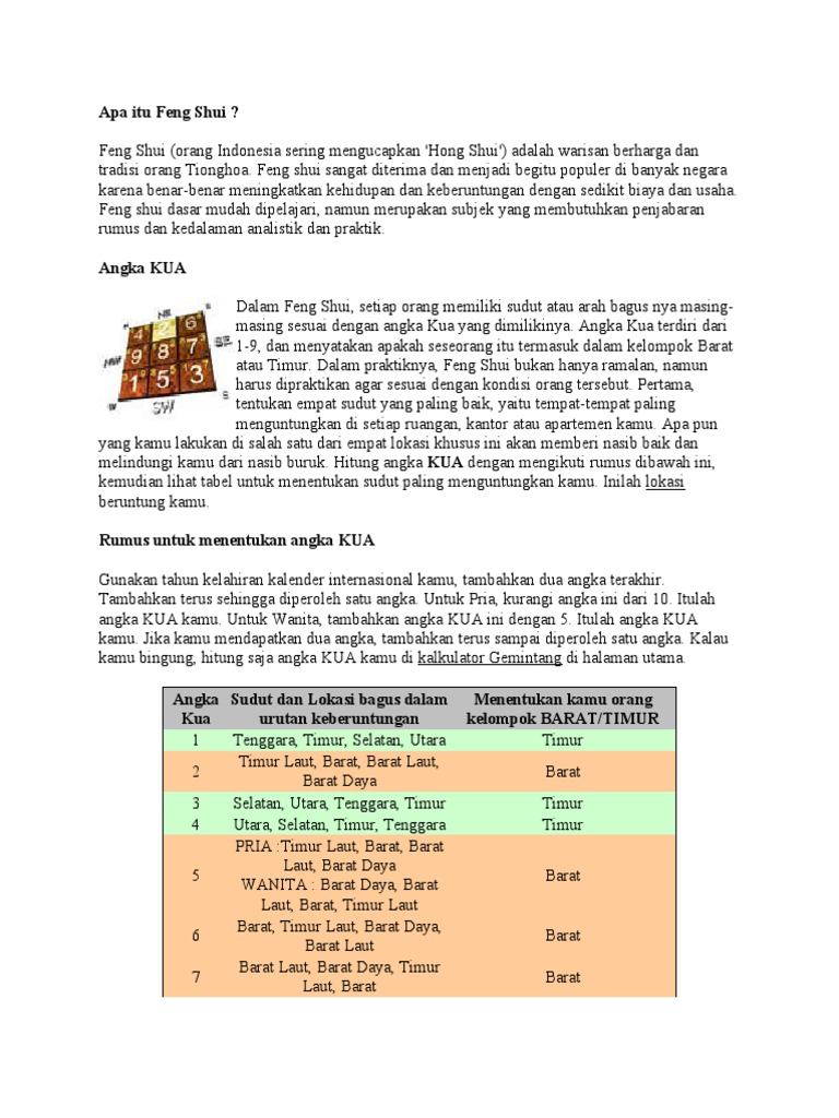 Feng Shui dan Angka Kua | PDF