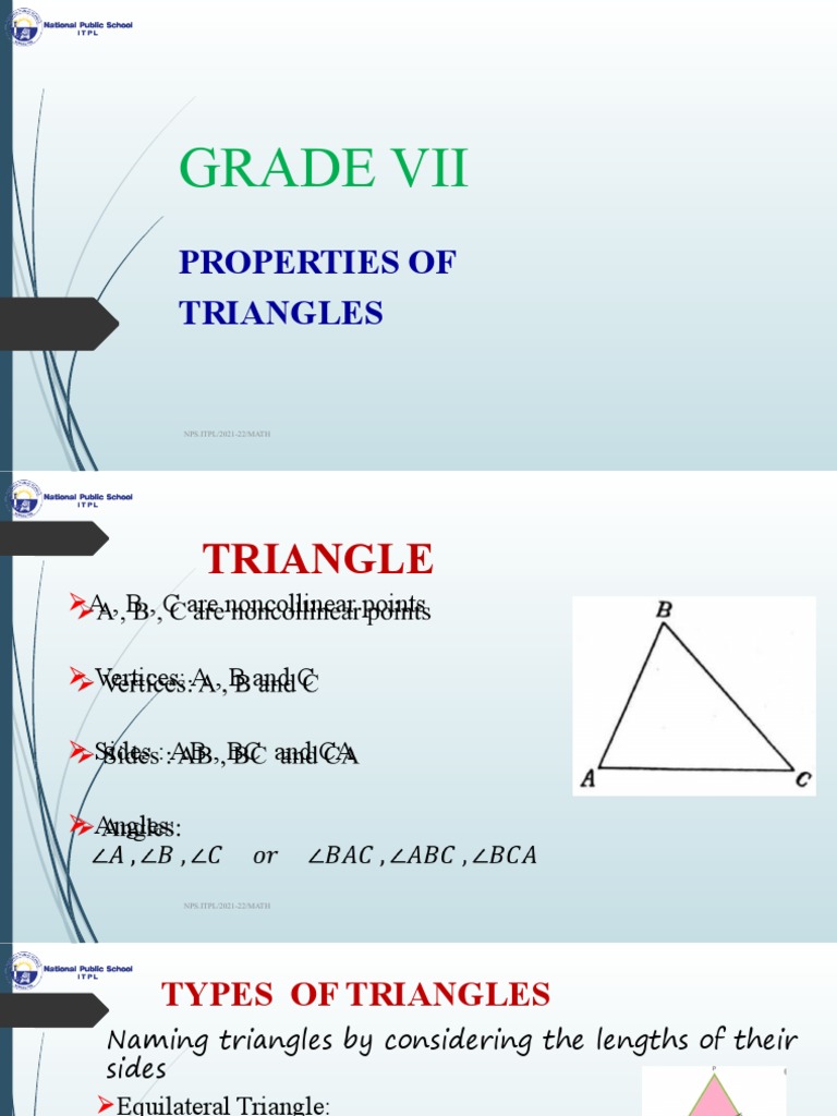 Grade Vii: Properties of Triangles | PDF