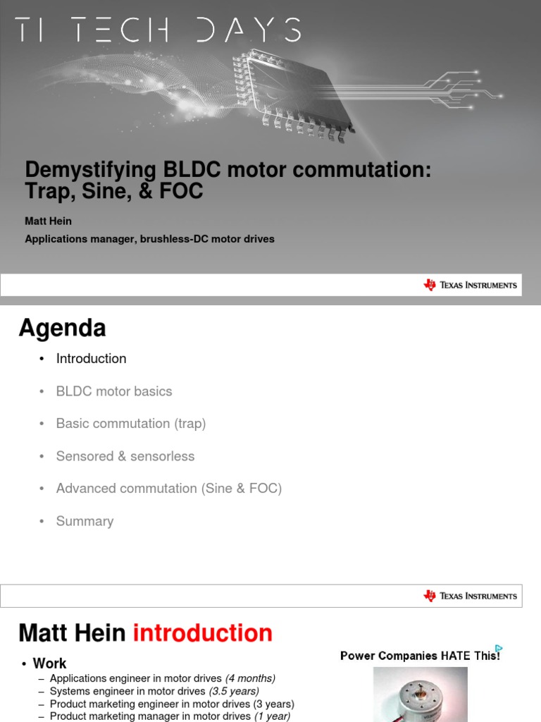 Demystifying BLDC Motor Commutation: Trap, Sine, & FOC: Matt Hein ...
