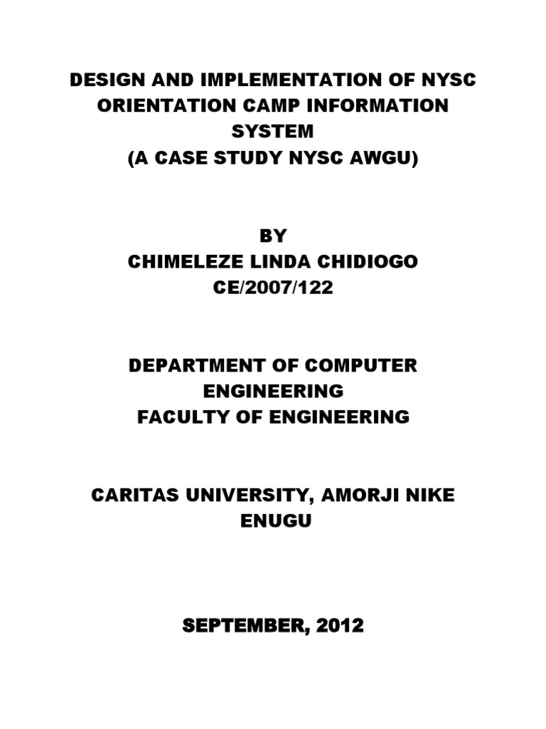 Design and Implementation of Nysc Orient | PDF | Databases | Software