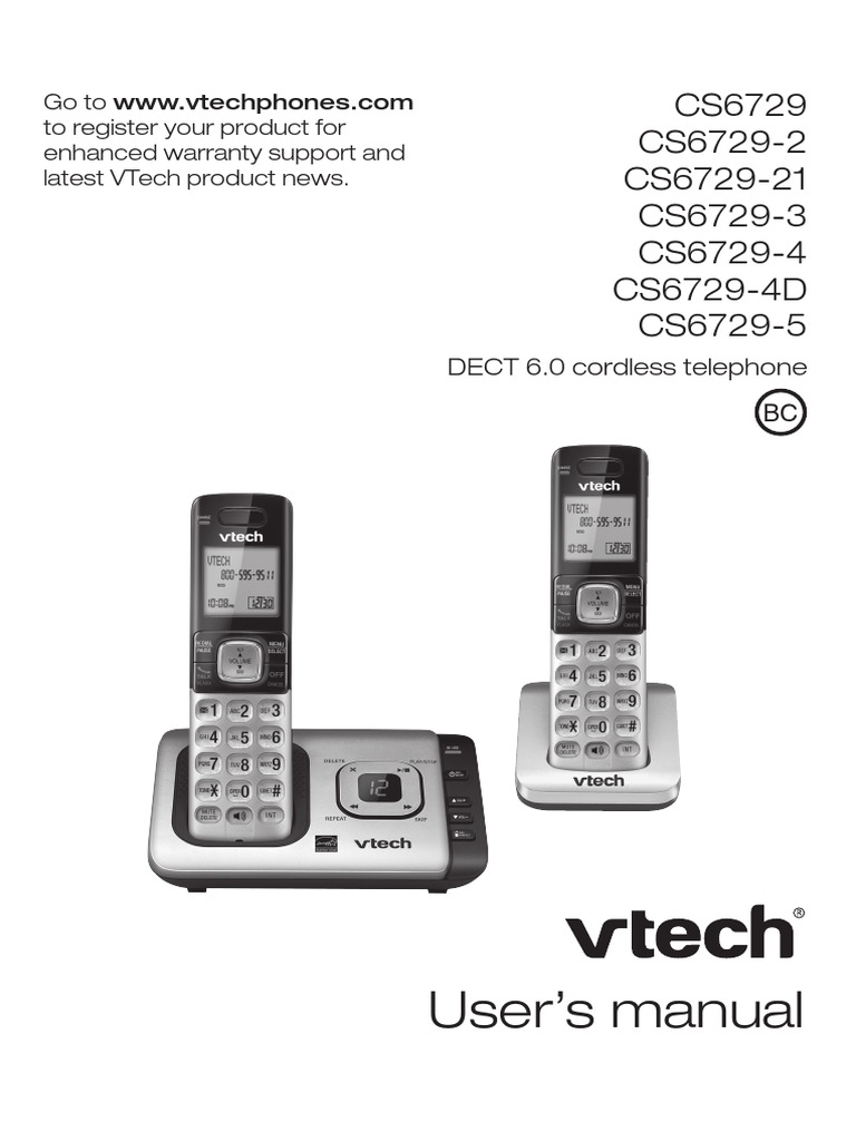 Vtech Vtech Cordless Telephone cs6729 Users Manual 392407 | PDF | Telephone Numbering Plan ...