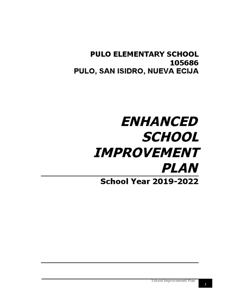 Enhanced School Improvement Plan: Pulo Elementary School 105686 Pulo ...