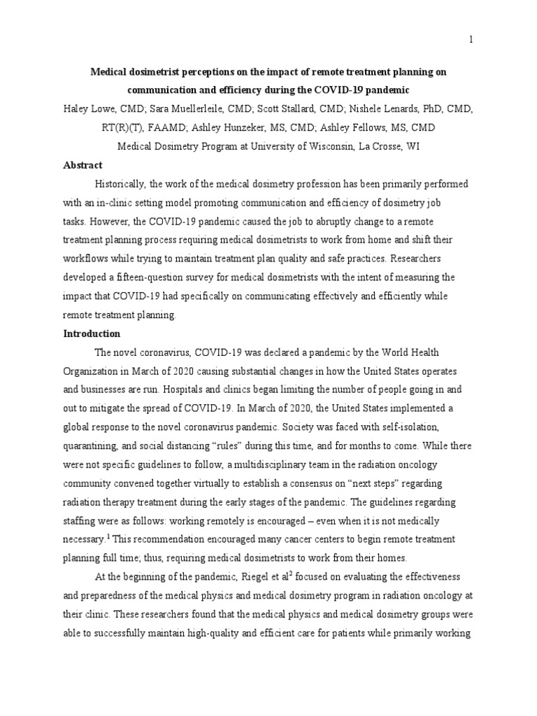 Capstone Project Draft 4 | PDF | Medical Physics | Dosimetry