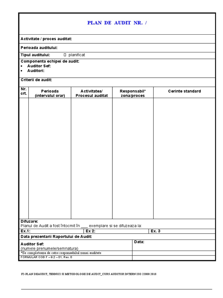 1.plan de Audit Proces | PDF