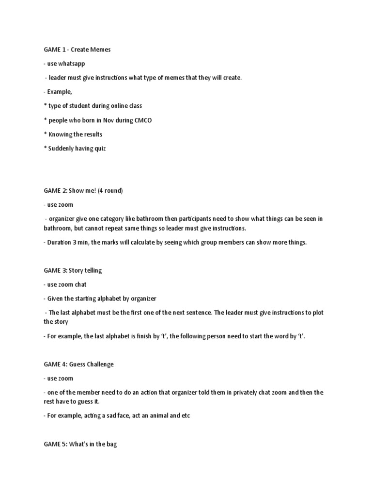Game | PDF | Games & Activities | Language Arts & Discipline