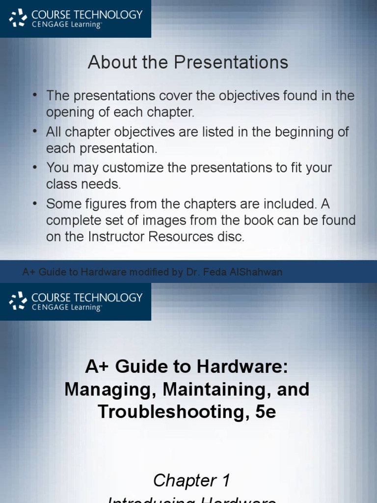 About The Presentations: A+ Guide To Hardware Modified by Dr. Feda Alshahwan | PDF | Bios ...
