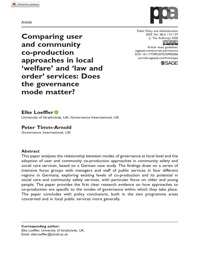 Comparing User and Community Co-Production Approaches in Local Welfare ...