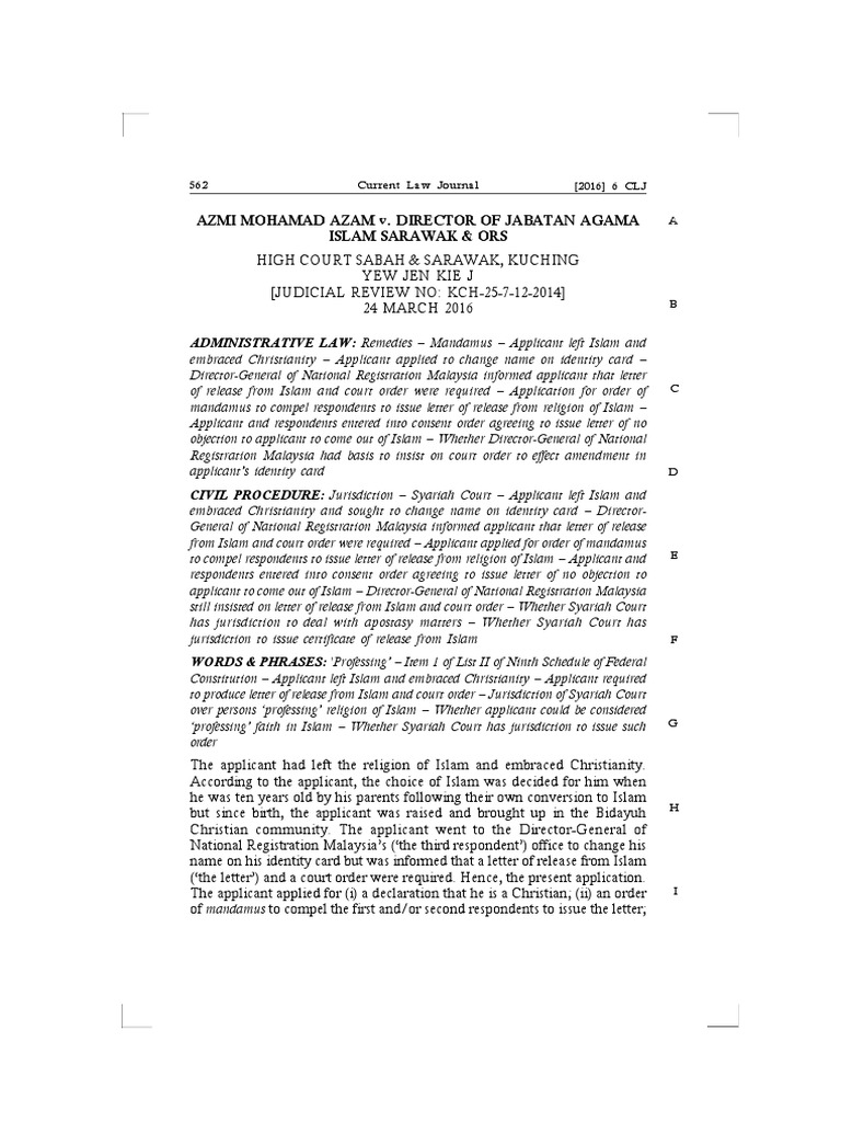 Azmi Mohamad Azam V Director of Jabatan Agama Islam Sarawak | PDF ...