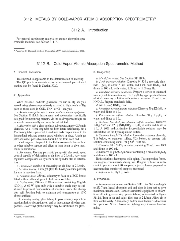 3112 Metals by Cold-Vapor Atomic Absorption Spectrometry (2009 ...