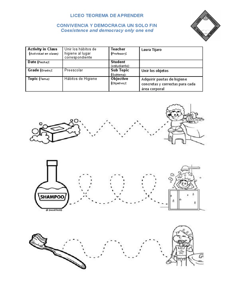 Higiene Habitos De Higiene Personal Hojas De Actividades Para Nios