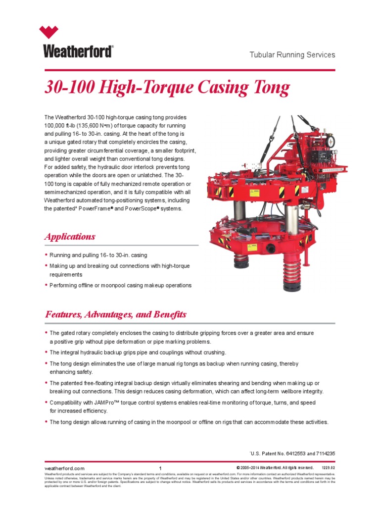 30 100 Weatherford Casing Tong | PDF | Patent
