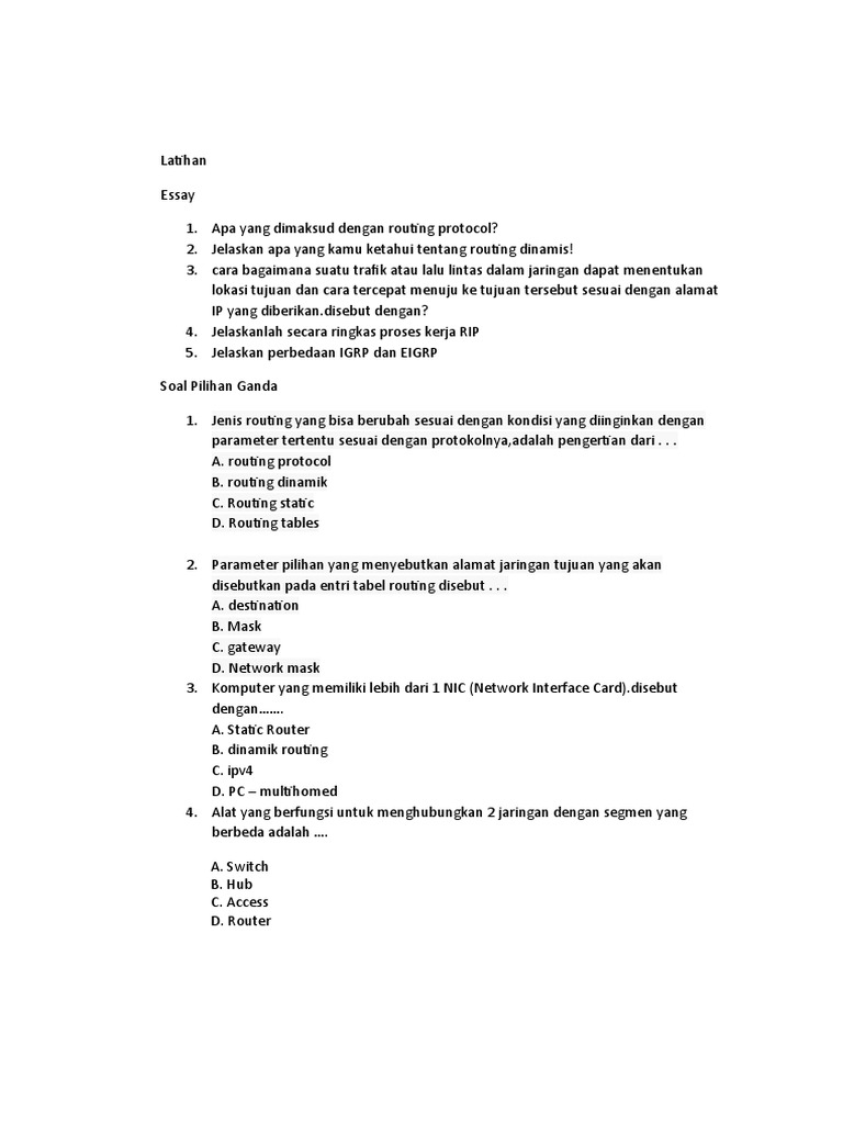 Pengertian dan Jenis Routing Dinamis | PDF