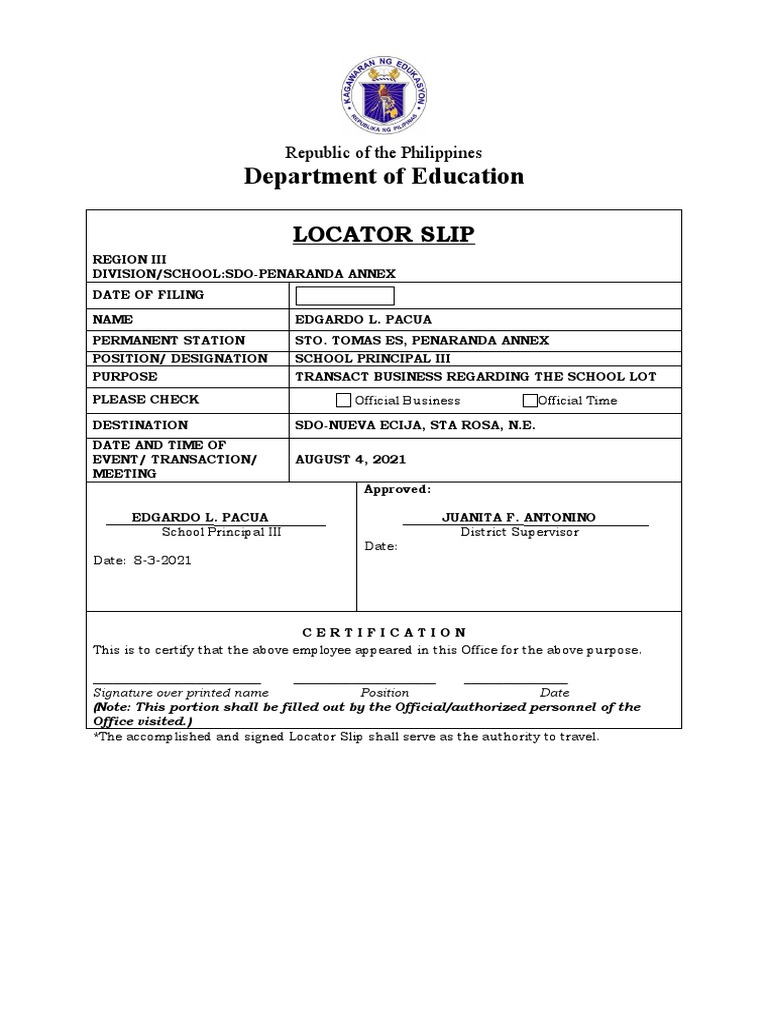 Locator Slip Form Template | PDF