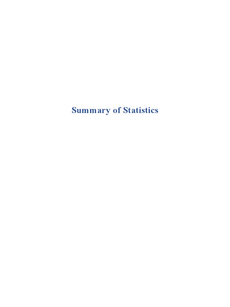 Summary of Statistics | PDF | Quartile | Sampling (Statistics)