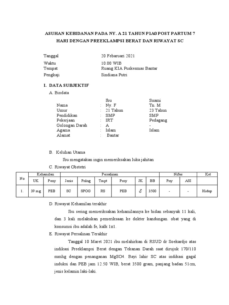 Soap Nifas Peb 2 | PDF