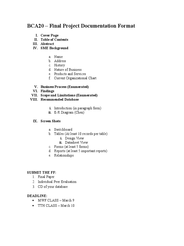 BCA20 Final Project Format | PDF