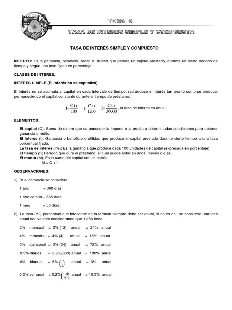 Interés Simple y Compuesto: Conceptos Clave | PDF | Interés | Bancos