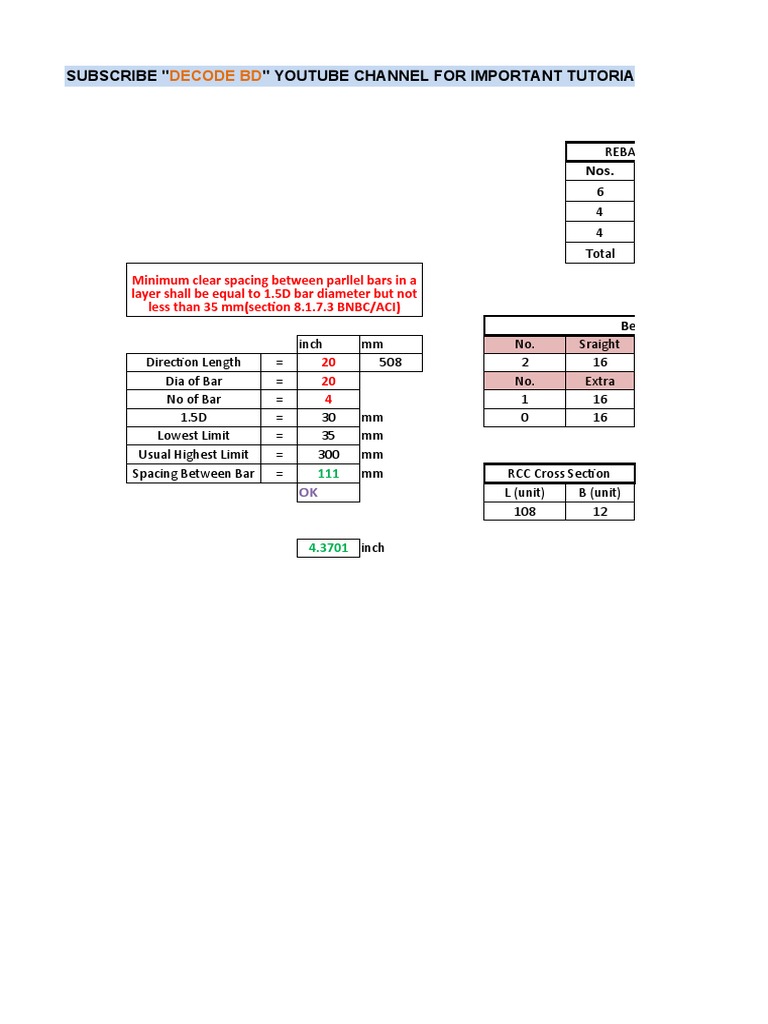Beam Reinforcement Calculation | PDF | Beam (Structure) | Materials