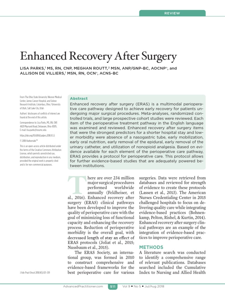 Enhanced Recovery After Surgery Journal | PDF | Surgery | Nonsteroidal ...