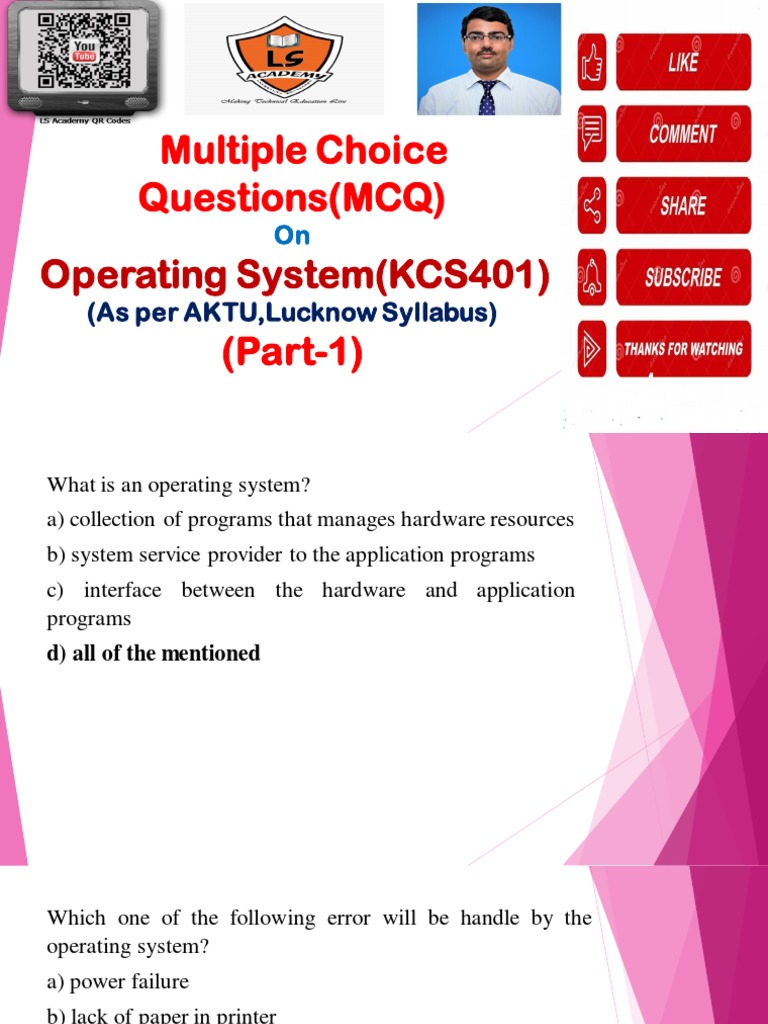 MCQ On OS Per AKTU Syllabus (Part-1) ) | PDF | Scheduling (Computing ...
