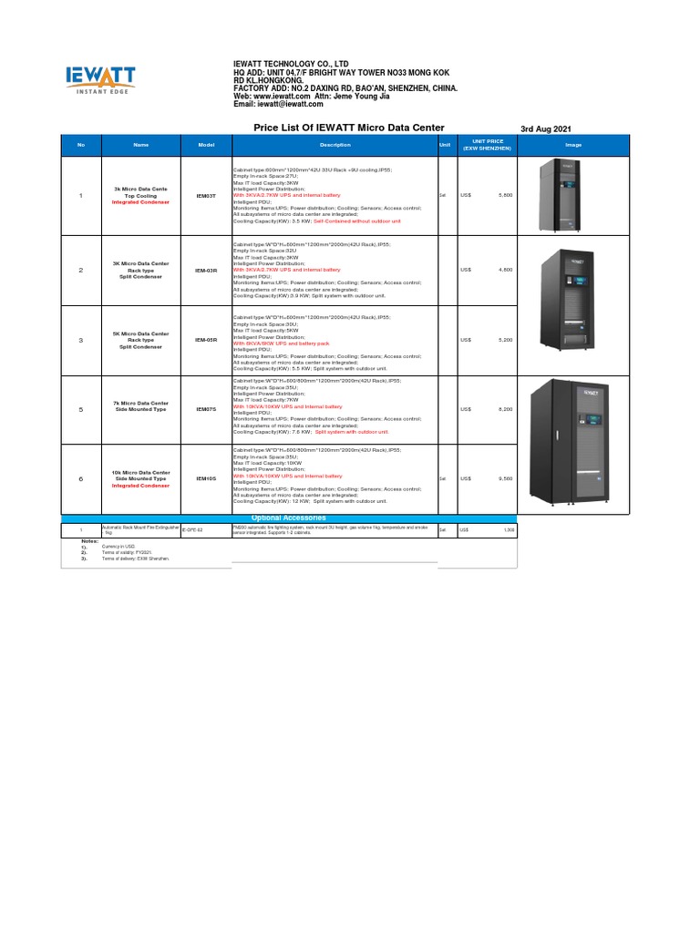 Price List of Micro Data Center | PDF | Data Center | Equipment
