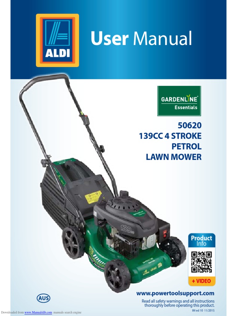User Manual 50620 139Cc 4 Stroke Petrol Lawn Mower PDF Qr Code Lawn Mower