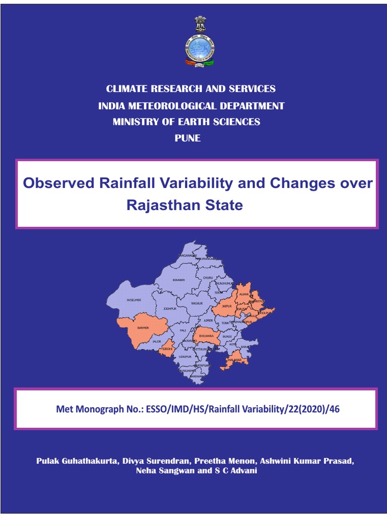 Observed Rainfall Variability and Changes Over Rajasthan State ...