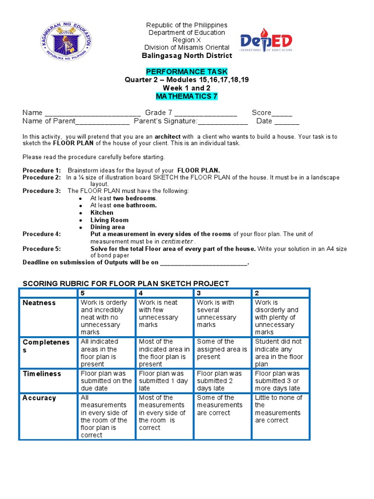 PERFORMANCE - TASK For Math Area | PDF