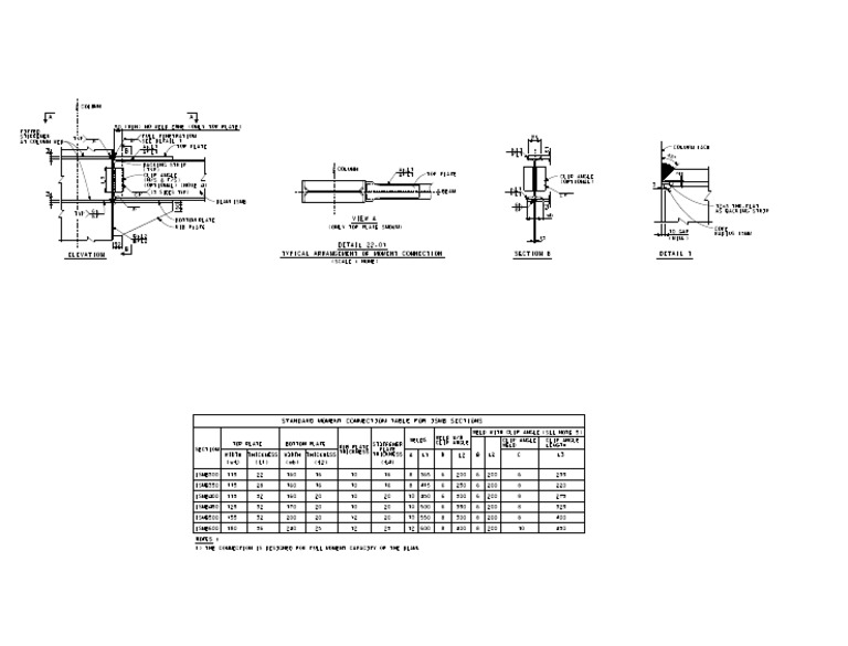 Detail drawing showing connection between a column and beam with full ...