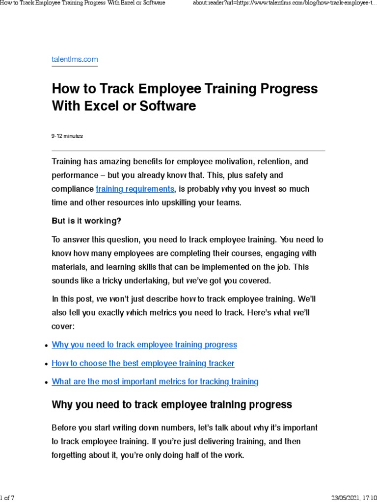 How To Track Employee Training Progress With Excel or Software | PDF ...