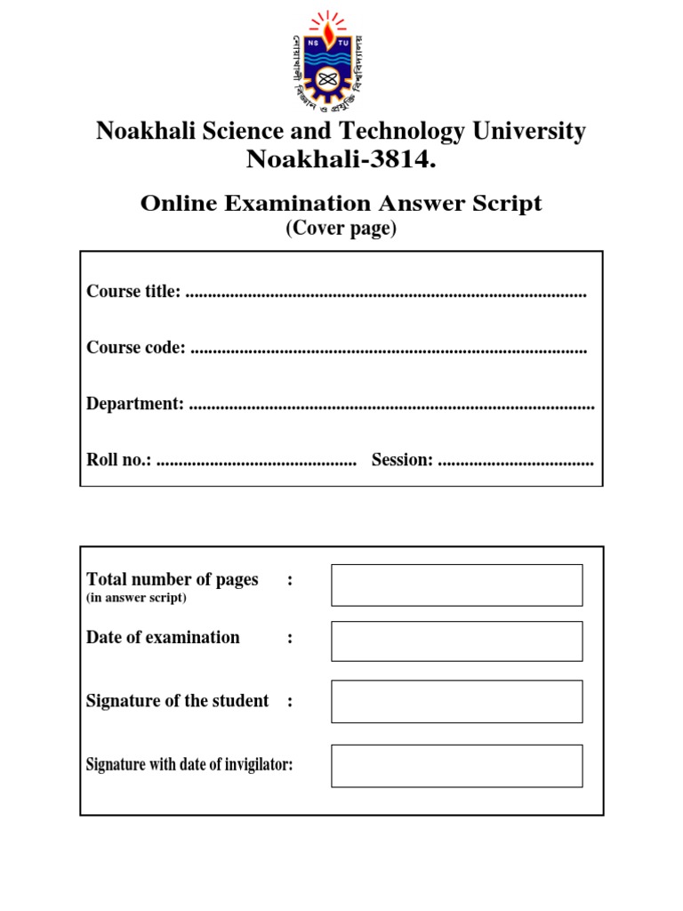 Answer Script Cover | PDF