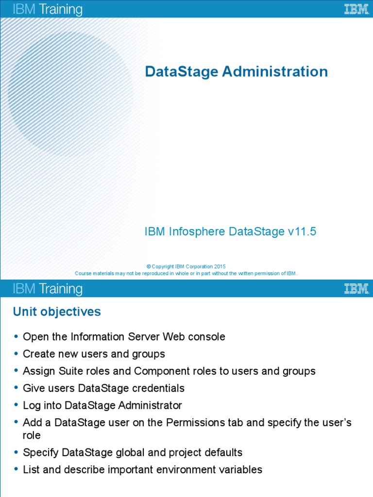 Datastage Administration: Ibm Infosphere Datastage V11.5 | PDF | User (Computing) | Command Line ...