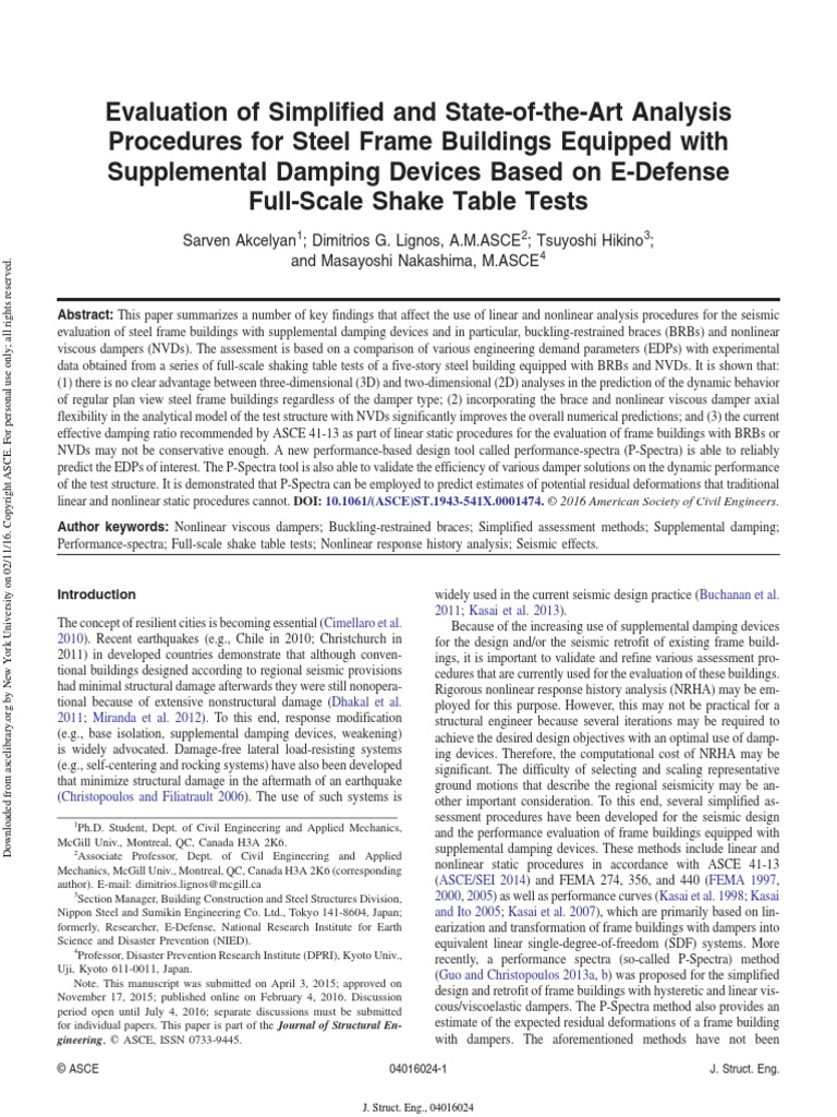 2016 Evaluation of Simplified and State-of-the-Art Analysis Procedures ...