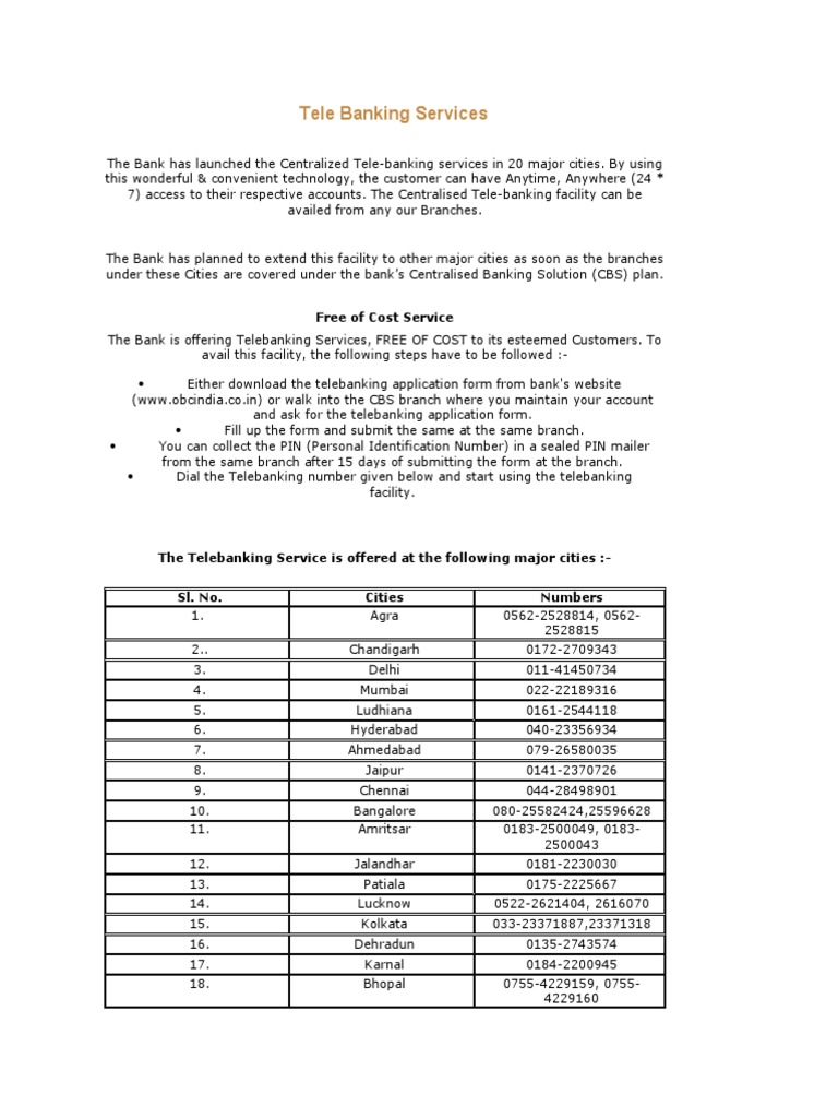 Tele Banking Services | PDF | Human Communication | Interactive Voice ...
