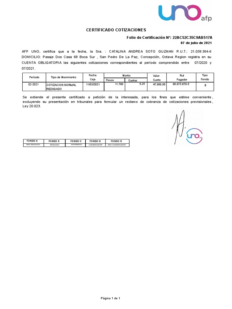 Certificado UNO | PDF