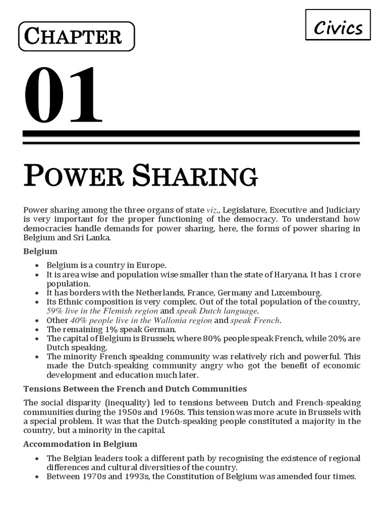 Power Sharing Notes | PDF | Separation Of Powers | Belgium