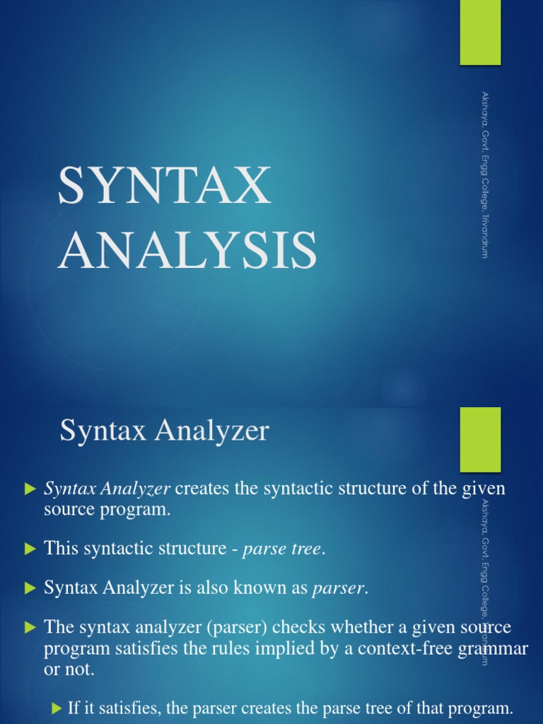 Syntax Analysis | PDF | Parsing | Grammar