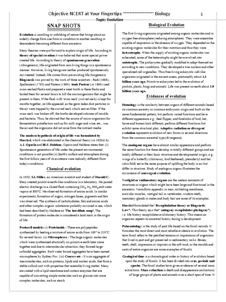 Snap Shots: Objective NCERT at Your Fingertips Biology Biological ...