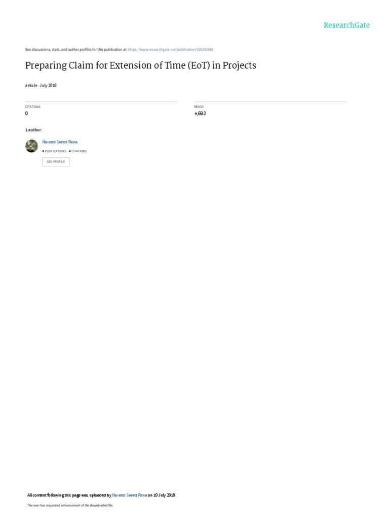 Preparation of Claim For Extension of Time KJ | PDF | Project ...