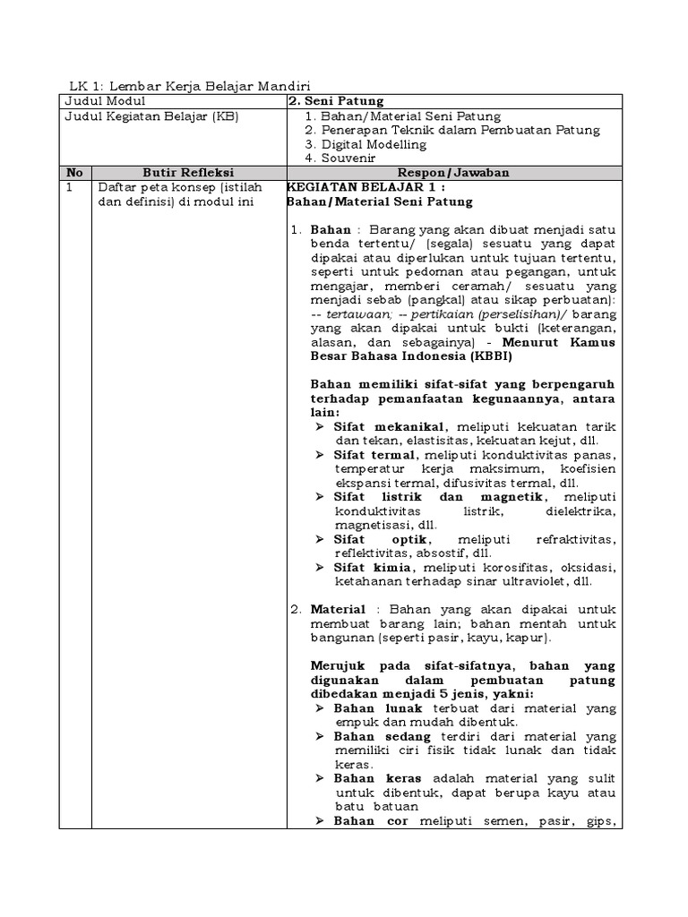 LK 1 - Seni Rupa-Modul 2 Seni Patung - Despita Abda | PDF