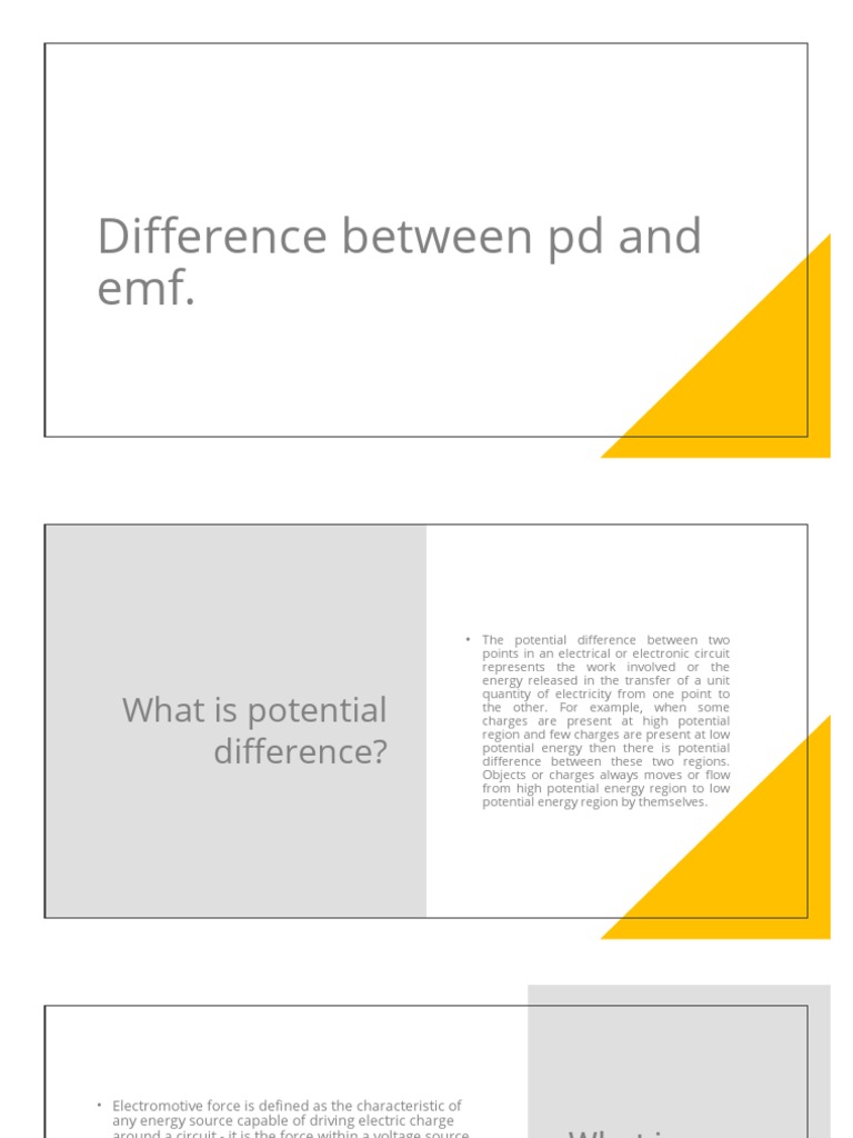 Difference Between PD and Emf | PDF | Voltage | Volt