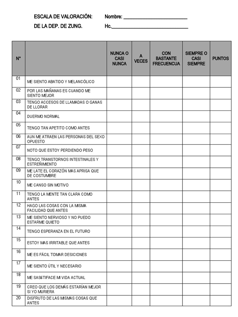 Escala de Valoración | PDF