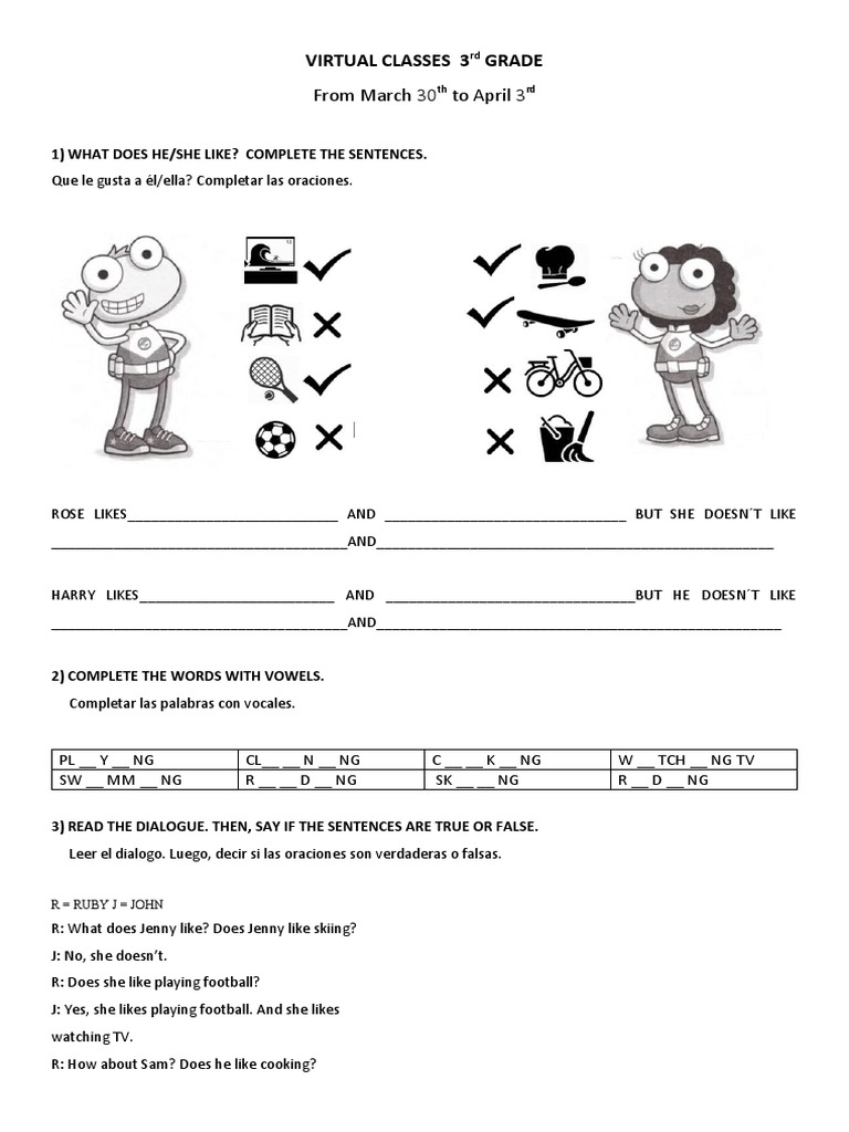VIRTUAL CLASSES 3rd GRADE (3rd WEEk) | PDF