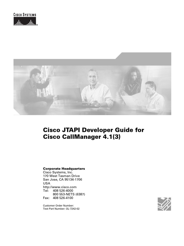 Cisco JTAPI Developer Guide For CCM 4.1 | PDF | Application Programming Interface | Telephony