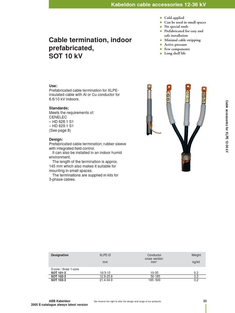 Cable Termination ABB SOT 10kV | Download Free PDF | Manufactured Goods | Machines